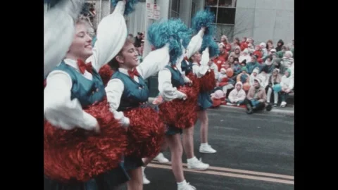 1980s: Children sit on a parade float. Y... | Stock Video | Pond5