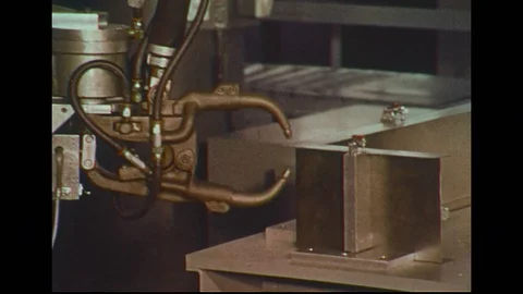 1980s: Close up of industrial robotic a... | Stock Video | Pond5