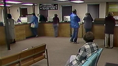 1980s DMV OFFICE WITH DRIVERS IN LINE | Stock Video | Pond5