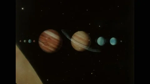 1980s: Illustration of solar system plan... | Stock Video | Pond5