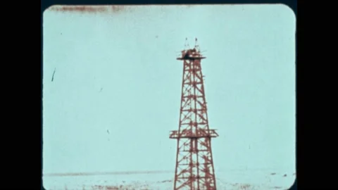 1980s: Oil drill positioning. Close up o... | Stock Video | Pond5