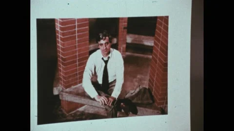 1980s: Photo of man on bench. Man in stu... | Stock Video | Pond5