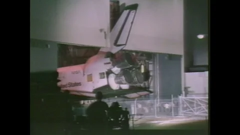 1980s: Space Shuttle is backed into hang... | Stock Video | Pond5