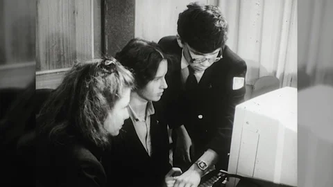 1980s Students in Computer Class Learn P... | Stock Video | Pond5