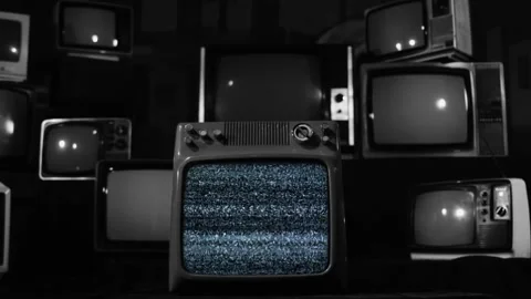 1980s Tv Turning On Noise Static. Black ... | Stock Video | Pond5
