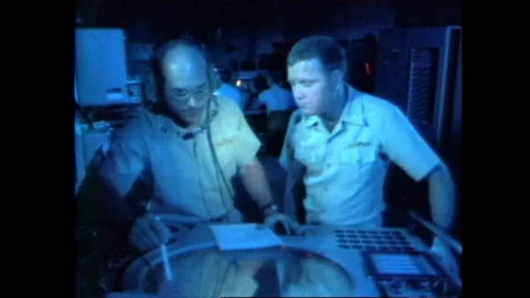 1980s: Two officers on navy vessel talk,... | Stock Video | Pond5