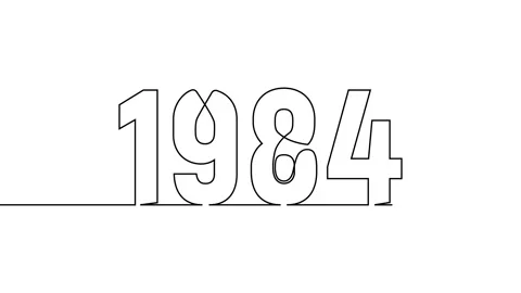 1984 year continuous single one line art... | Stock Video | Pond5