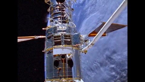 1990 - The Hubble Space Telescope is see... | Stock Video | Pond5