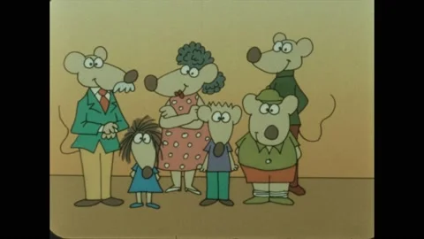1990s: Angry girl mouse talks to a boy a... | Stock Video | Pond5