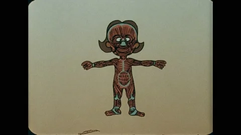 1990s: Animation - bug alien blinks. Gir... | Stock Video | Pond5