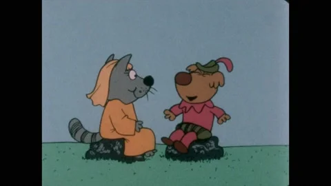 1990s: Animation, dog talking to cat. Do... | Stock Video | Pond5