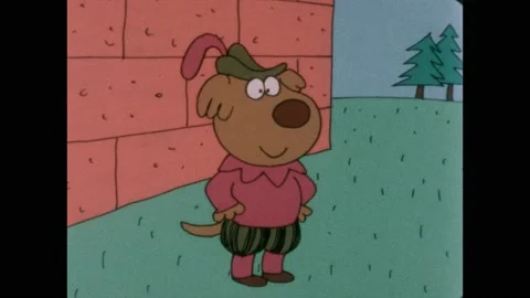 1990s: Animation, dog talking to reflect... | Stock Video | Pond5