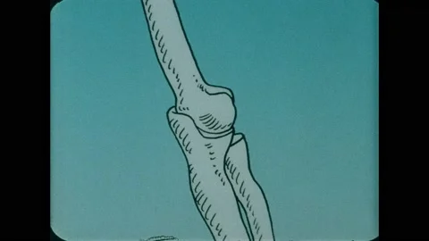 1990s: Animation - skeletal elbow bends ... | Stock Video | Pond5
