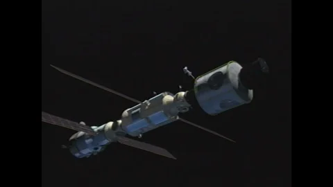 1990s: Animation of space station. Astr... | Stock Video | Pond5