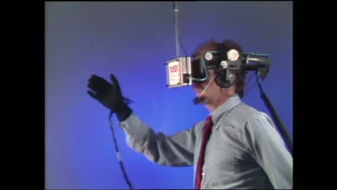 1990s: Computer animated hand floats on ... | Stock Video | Pond5