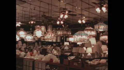 1990s: Lamps and fixtures in a lighting ... | Stock Video | Pond5
