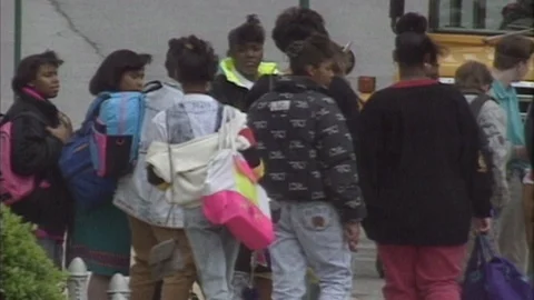 1990s Middle and High School Kids waitin... | Stock Video | Pond5