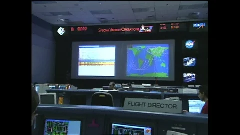 1990s: People at computers in NASA fligh... | Stock Video | Pond5