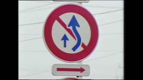 1990s: Red road signs in Japan, indicate... | Stock Video | Pond5