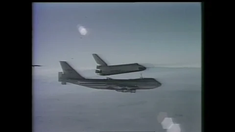 1990s: Space shuttle detaches from plane... | Stock Video | Pond5