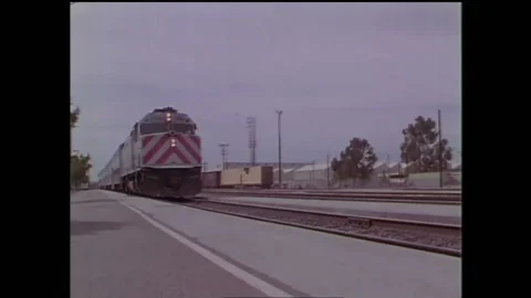1990s: Train driving past camera. Animat... | Stock Video | Pond5