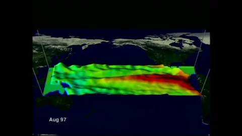 1990s: On world map, between North Ameri... | Stock Video | Pond5