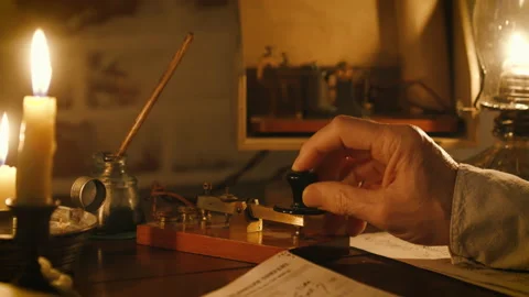 19th century telegrapher using a Morse c... | Stock Video | Pond5