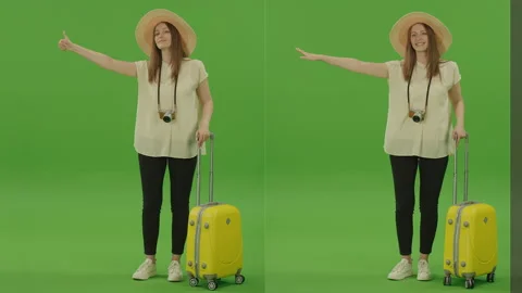 2-in-1 Split Green Screen. Woman Tourist... | Stock Video | Pond5