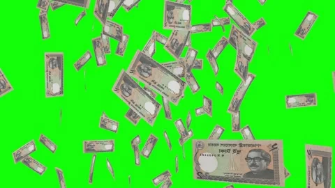 2 BANGLADESHI TAKA notes falling Green s... | Stock Video | Pond5