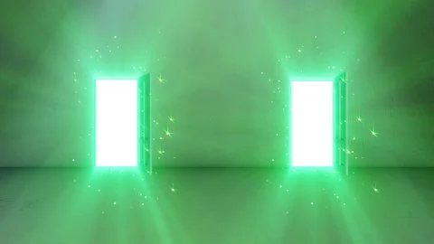 2 Door opening with bright light Shine e... | Stock Video | Pond5