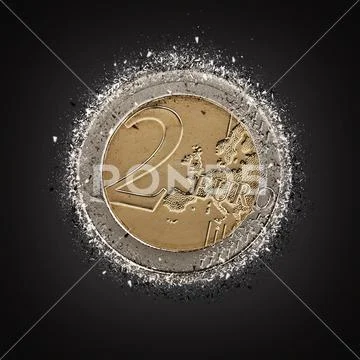 2 Euro Coin Reverse shattered: Graphic #75056813