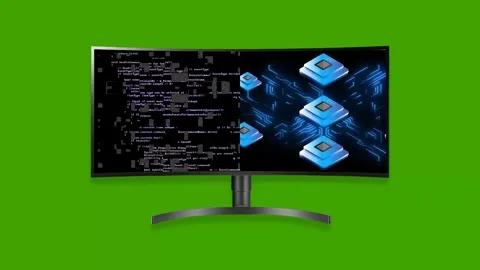 2 layer monitor green screen background | Stock Video | Pond5