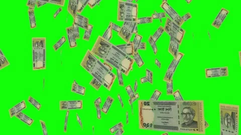 20 BANGLADESHI TAKA notes falling Green ... | Stock Video | Pond5