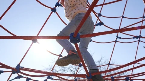 20 Rope web climbing and crawling little... | Stock Video | Pond5