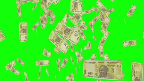 20 RUPEES notes falling Green screen | Stock Video | Pond5
