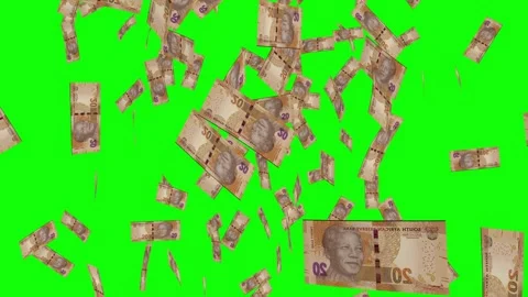 20 SOUTH AFRICAN RAND notes falling Gree... | Stock Video | Pond5