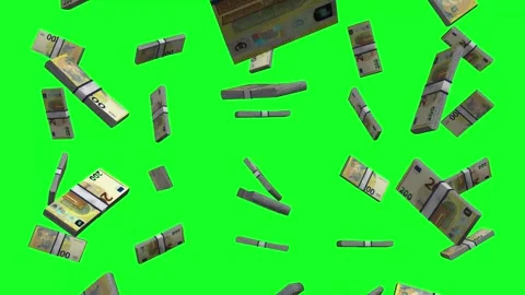 200 EURO notes falling Green screen | Stock Video | Pond5
