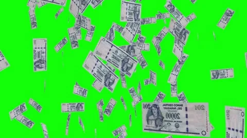 20000 PARAGUAYAN GUARANI notes falling G... | Stock Video | Pond5