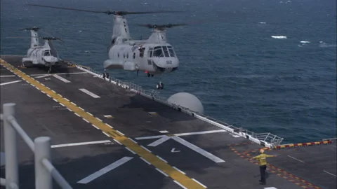 2000s US Navy Mail Sea Knight Takes Off ... | Stock Video | Pond5