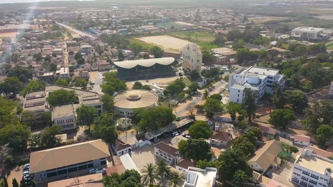 2020 - aerial view of Arch 22, gateway t... | Stock Video | Pond5