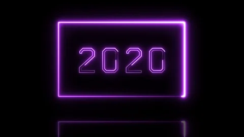 2020, Neon light alphabet, glowing font | Stock Video | Pond5