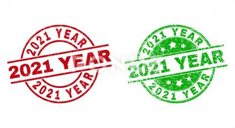 2021 YEAR Round Watermarks Using Corroded Texture: Royalty Free #151587206