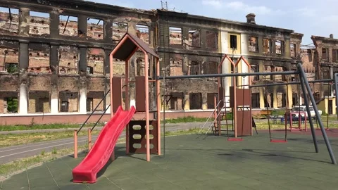 2022 - a badly damaged school building w... | Stock Video | Pond5