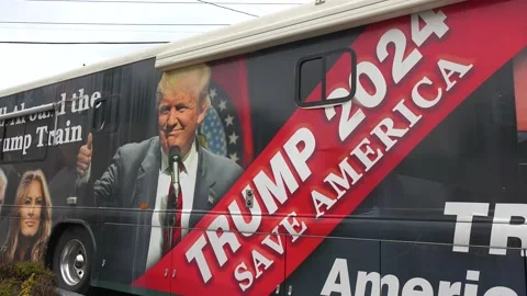 2022 - Donald Trump campaign bus promote... | Stock Video | Pond5