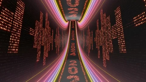 2024 Led Lights Number on the Tunnel Wal... | Stock Video | Pond5