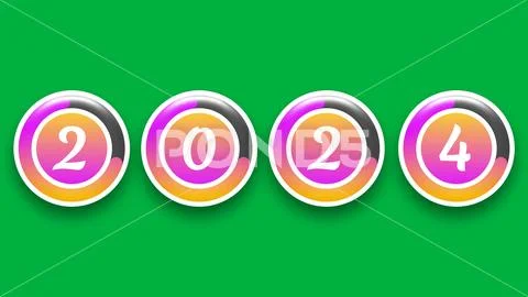 2024 in progress indicator, 2024 loading icon on green screen ...