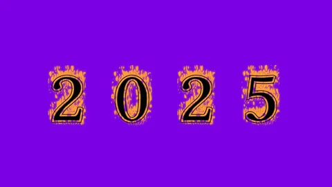 2025 fire text effect violet background | Stock Video | Pond5