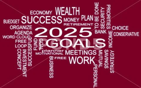 2025 Goals word cloud collage, business new year concept Illustration ...