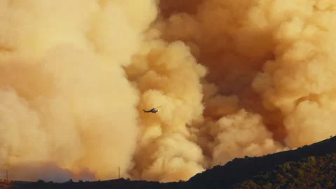 In 2025, LA battles a major fire as heli... | Stock Video | Pond5