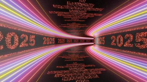 2025 Led Lights Number on the Tunnel Wal... | Stock Video | Pond5